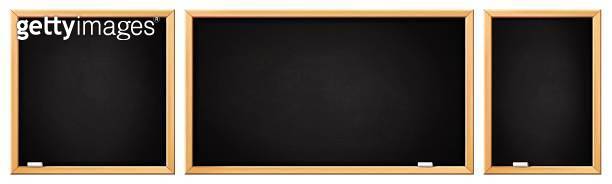 School blackboards. Black board with wooden frame, rectangular and ...