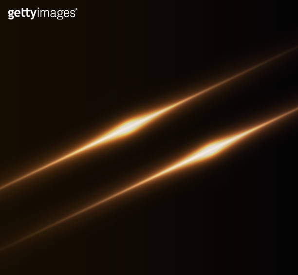 Yellow line horizontal lenses, flares, laser beams, flares, light rays ...