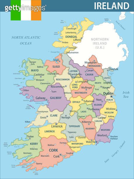 Ireland Map Vector New 2024 Colorful - Customizable layered political ...