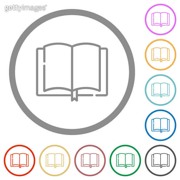 Open book outline flat icons with outlines (2148114480) 일러스트, 무료 일러스트 ...