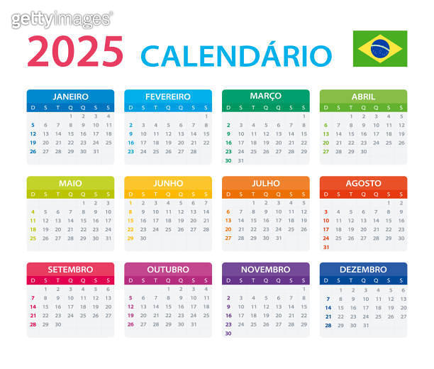 2025 Calendar Brazilian - vector illustration, Brazilian version ...
