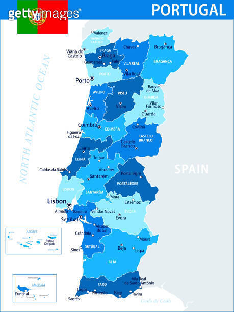 Portugal Map Vector Blue Spot - Customizable layered political map of ...