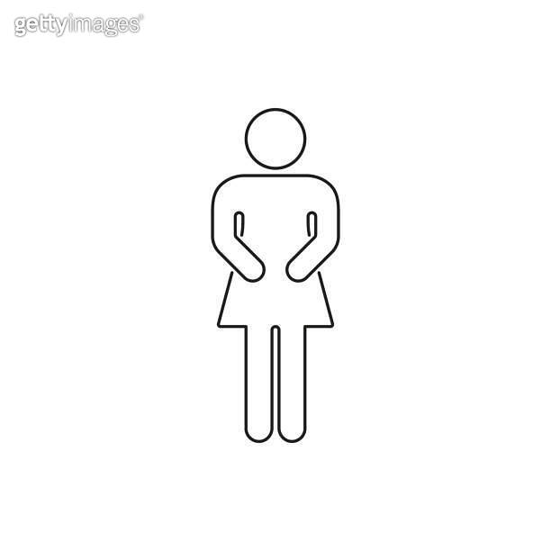 Female Figure Restroom or WC Symbol in Line Style. Standing Posture ...