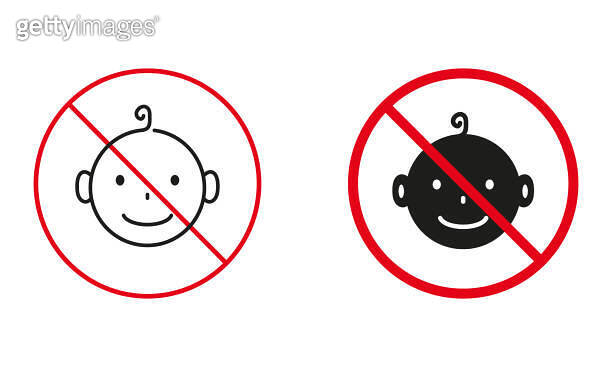 Baby Not Allowed, Danger Game for Child Warning Sign Set. Kid ...