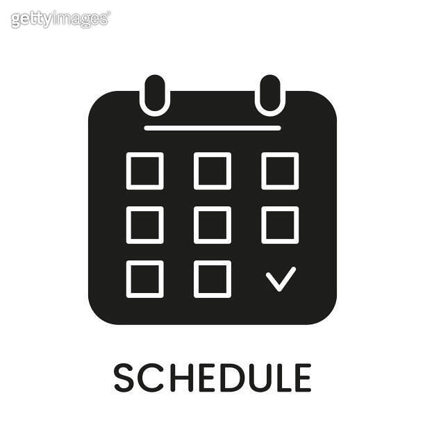 Calendar Silhouette Icon, Schedule And Planning With Checkmark ...