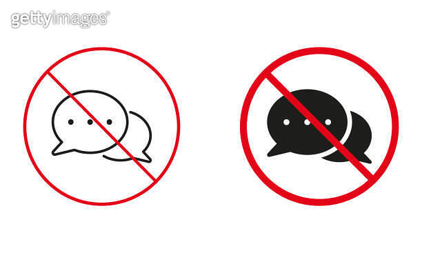 Chat Not Allowed, No Dialog Warning Sign Set. Ban Speech Bubble Line ...
