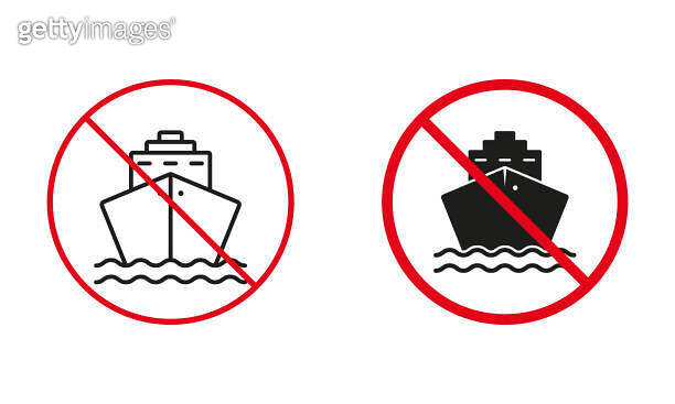 Ship Not Allowed Road Sign. Cruise, Cargo, Boat, Container Circle ...