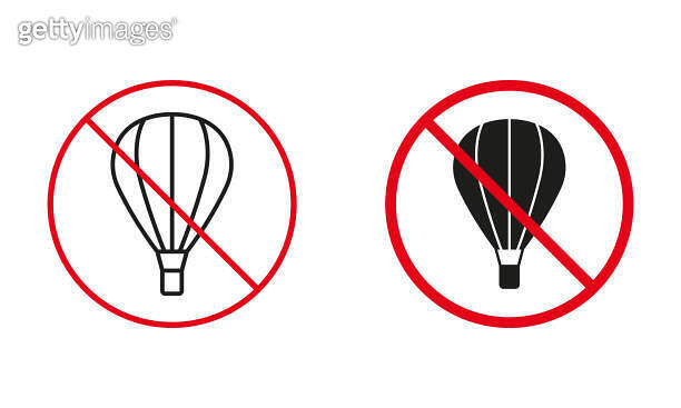Air Balloon With Basket Not Allowed Road Sign. No Hot Air Ballon Circle ...