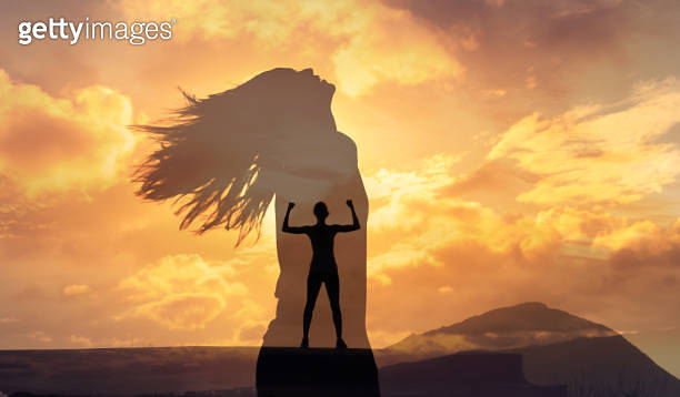 Strong woman, winning, success , and life goals concept. (1951184605 ...