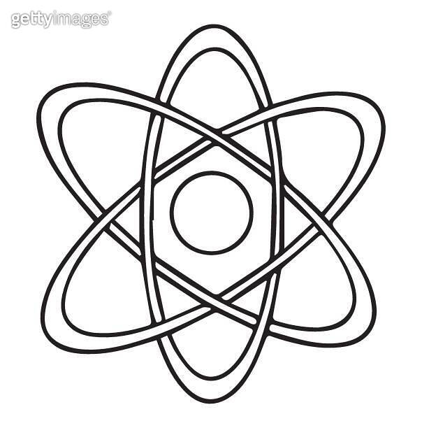 Vector drawing of an atom on the topic of science. Coloring book for ...