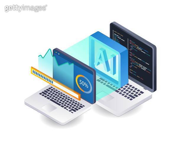 AI programmer analysis technology infographic 3d illustration flat ...