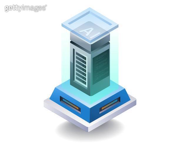 Artificial intelligence technology data server concept, flat isometric 3d illustration 이미지 ...