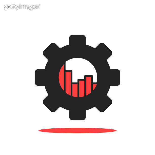 metric management icon with black gear and graph 이미지 (2151900307) - 게티이미지뱅크
