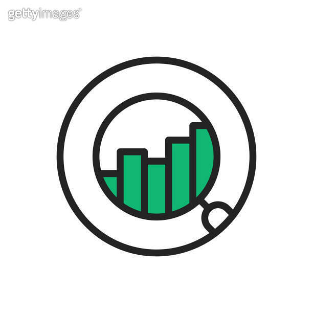 good financial growth with magnifier round icon 이미지 (2160445121) - 게티이미지뱅크