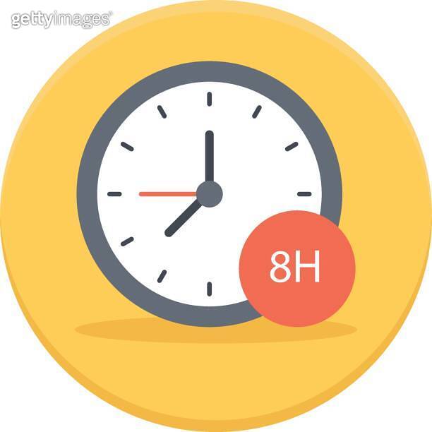 Labours Working 8 Hours Signage concept, Clock with 8h Text vector icon ...