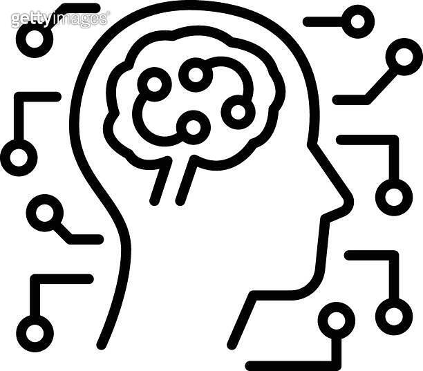 brain that controls movement intention concept, paralysis to control device vector line icon ...