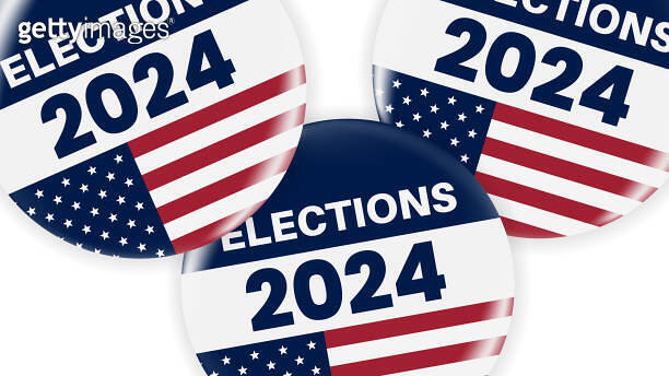 2024 presidential election badge or pin. US, USA, american election ...