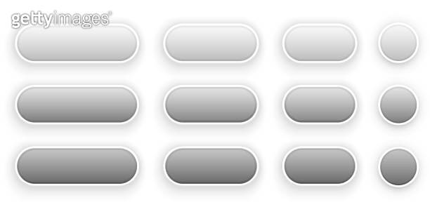 White and grey buttons for user interface, simple 3D modern design for ...