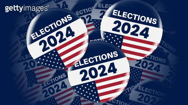 2024 presidential election badge or pin. US, USA, american election ...