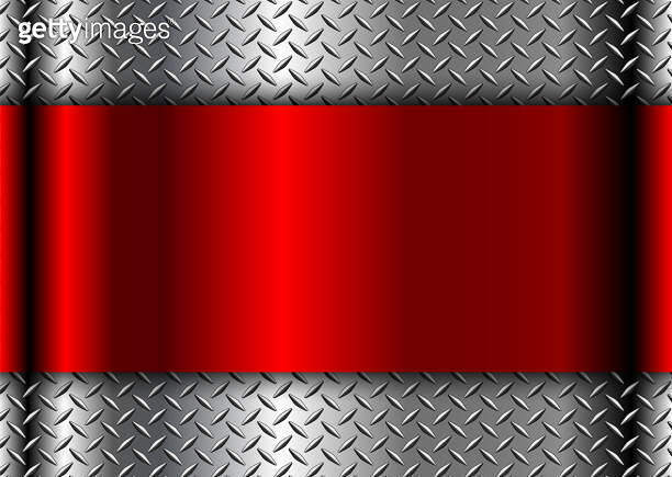 Silver red metallic 3d background with banner in the center and diamond ...