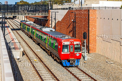 Adelaide Metro Hybrid Diesel Rail Motor at new Bowden railway station ...