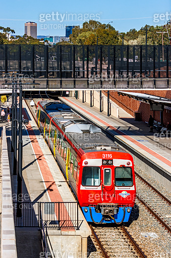 Adelaide Metro Hybrid Diesel Rail Motor at new Bowden railway station ...
