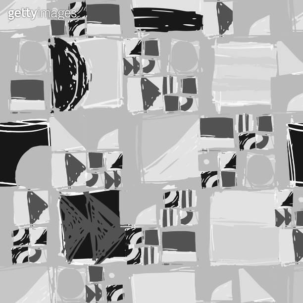 Abstract geometric pattern with squares and sharp angles in grayscale ...