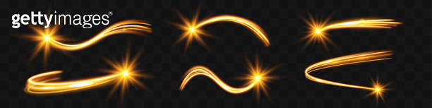 Light wave of shiny gold lines.Gold color glowing design element.Wavy ...