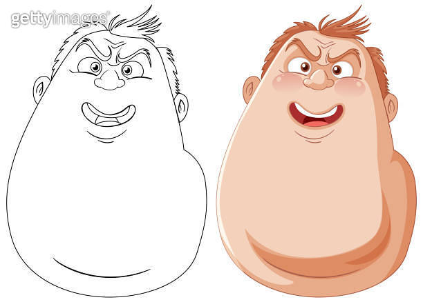 Two cartoon faces with contrasting expressions (2062451050) 일러스트, 무료 ...