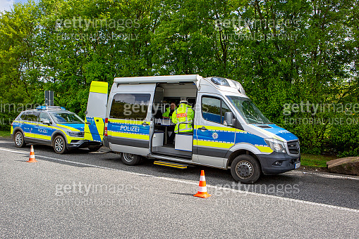 Truck traffic control at highway A3 - German police and Federal ...