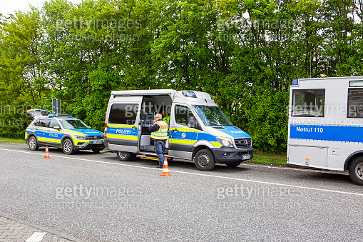 Truck traffic control at highway A3 - German police and Federal ...
