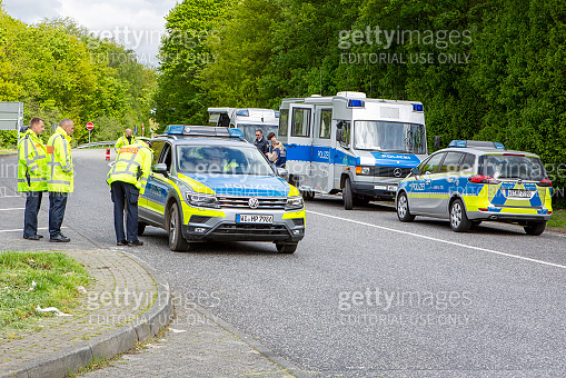 Truck traffic control at highway A3 - German police and Federal ...