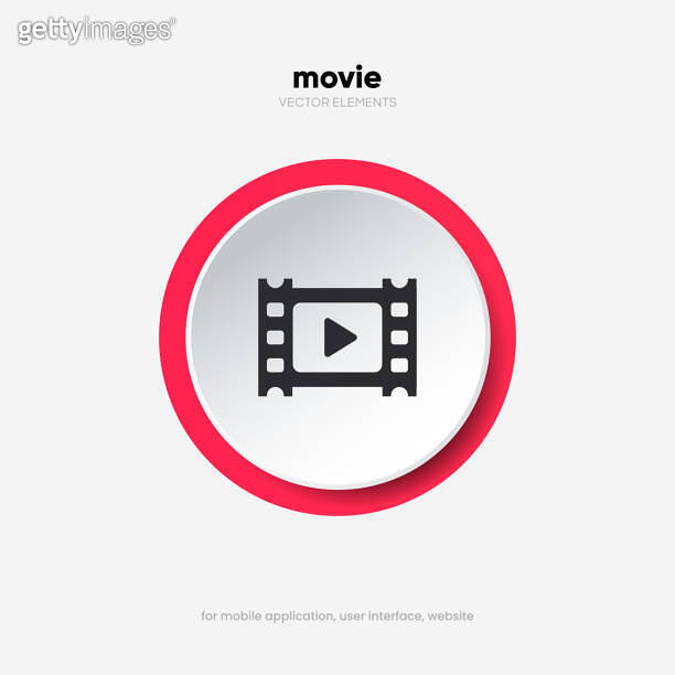 3d movie, film, movies, play button icon. Video play symbol. Start sign ...