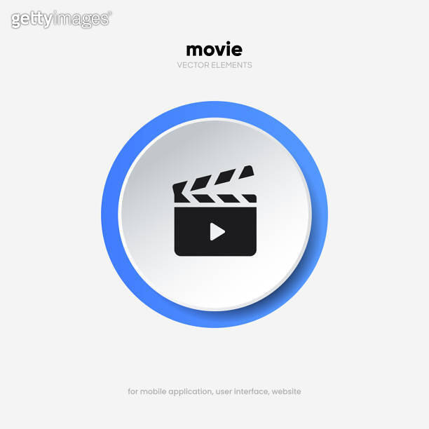 3d movie, film, movies, play button icon. Video play symbol. Start sign ...
