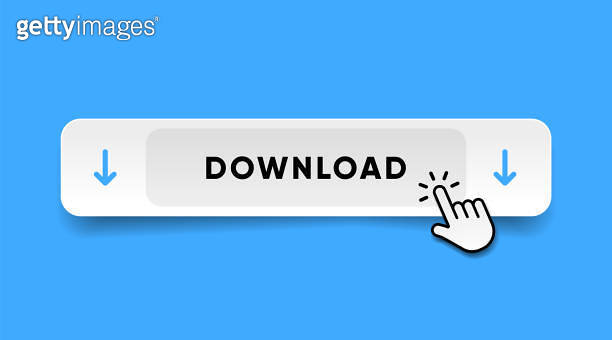 3d download now button with hand cursor. Save cloud icon button hand ...