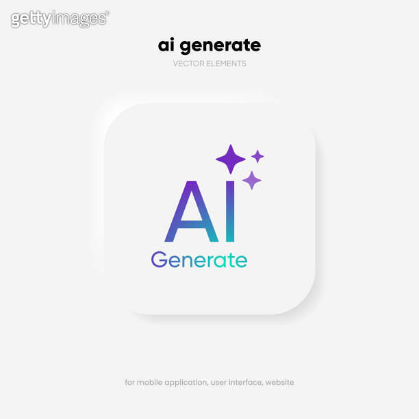 Generate AI button symbol. Artificial intelligence sign button. Machine learning generator and ...