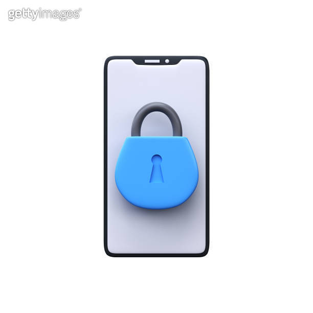 Smartphone with padlock. 3D mobile security. Mobile phone with lock on ...