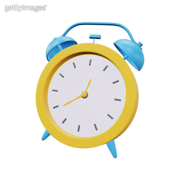 Alarm clock icon, 3d illustration of a yellow retro alarm clock, stock ...