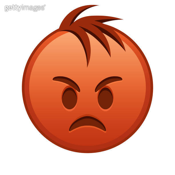 Face pouting lips Large size of red emoji smile with hair 이미지 ...