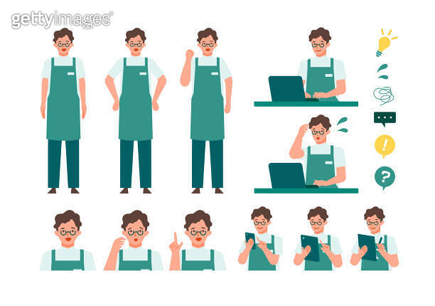 Working man. Concept for Problem Solving. Man cartoon character head ...