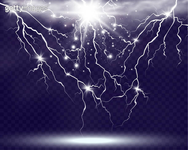 Vector Lightning . Realistic Natural Neon Lightning Effect ...
