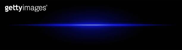 Blue neon stripes or light flash. Laser beams, horizontal beams ...