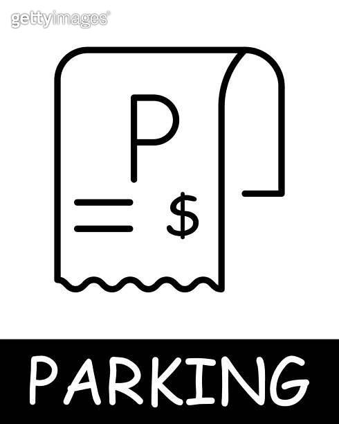 Parking, check, invoice icon. Vehicle management, convenient transport ...