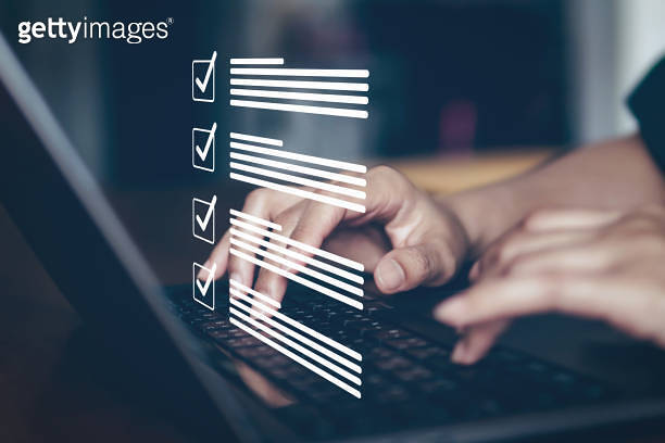 Concept correct mark or data check list for quality warranty, feedback ...