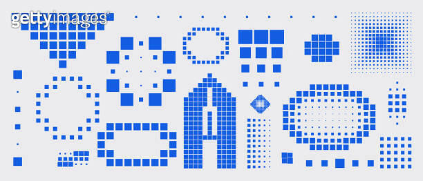 Blue Pixel Art Bitmap Simple Element (2151960893) 일러스트, 무료 일러스트 - 게티이미지뱅크