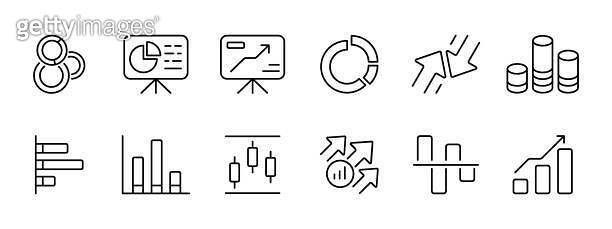 Charts, infographics set icon. Investments, stock exchange, information ...