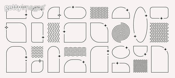 Y2K thin frames, empty borders with sparkles and line patterns, design ...