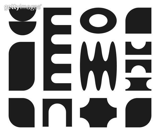 Abstract retro shapes, basic brutal forms and figures in Y2K aesthetics ...