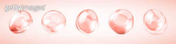 Pink collagen serum bubbles. Cosmetic essence drops. Concept skincare ...