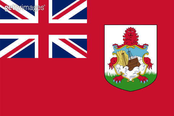 Flag of Bermuda. Bermuda red flag with coat of arms and flag of Great ...